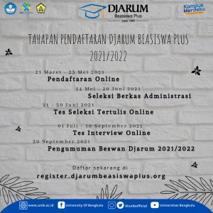 Pendaftaran Djarum Beasiswa Plus 2021/2022 | UNIVERSITAS BENGKULU