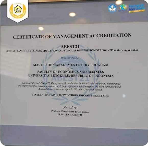 Program MM FEB UNIB Raih Akreditasi Internasional ABEST21 | UNIVERSITAS ...