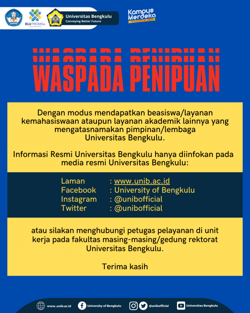 WASPADA PENIPUAN! | UNIVERSITAS BENGKULU