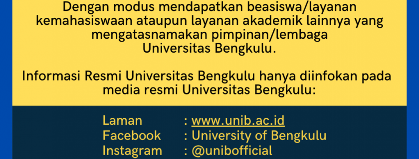 WASPADA PENIPUAN! | UNIVERSITAS BENGKULU