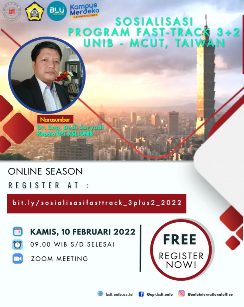 Sosialisasi Program Fast Track 3+2 Universitas Bengkulu-MCUT, Taiwan ...