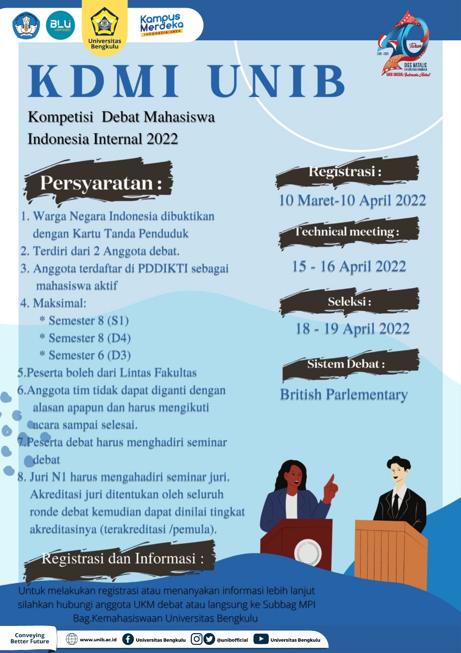 KDMI UNIB 2022 (Kompetisi Debat Mahasiswa Indonesia Universitas ...
