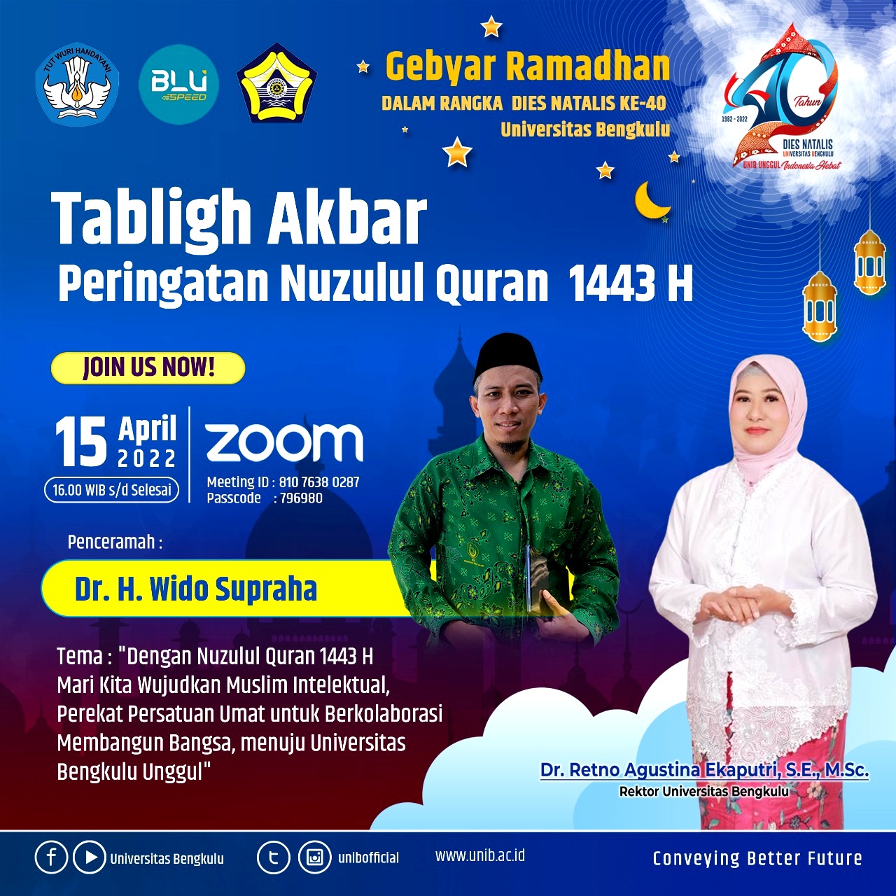 UNIB Gelar Tabligh Akbar Peringatan Nuzulul Qur’an 1443 H | UNIVERSITAS BENGKULU