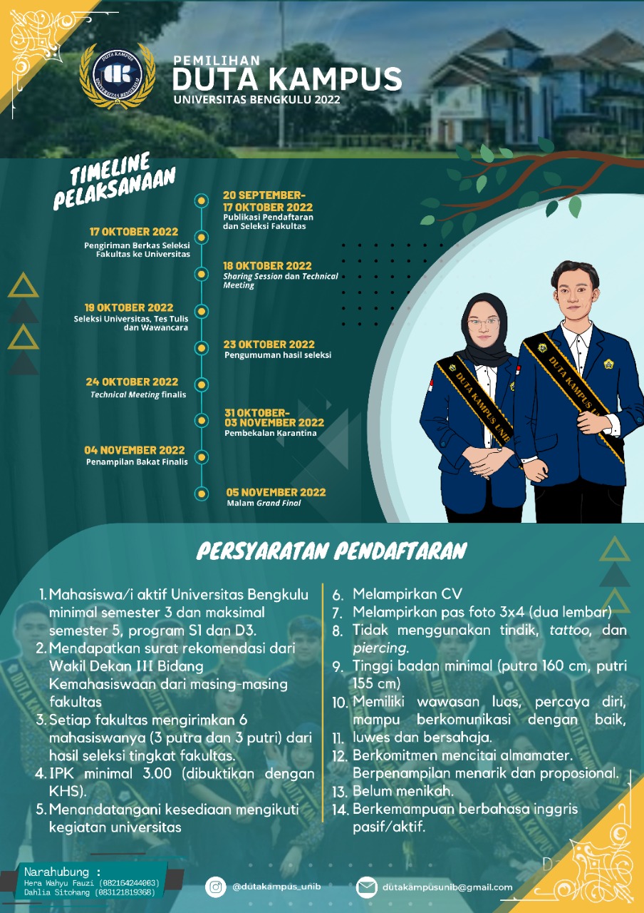 Pemilihan Duta Kampus Universitas Bengkulu 2022 | UNIVERSITAS BENGKULU Pemilihan Duta Kampus Universitas Bengkulu 2022 | UNIVERSITAS BENGKULU