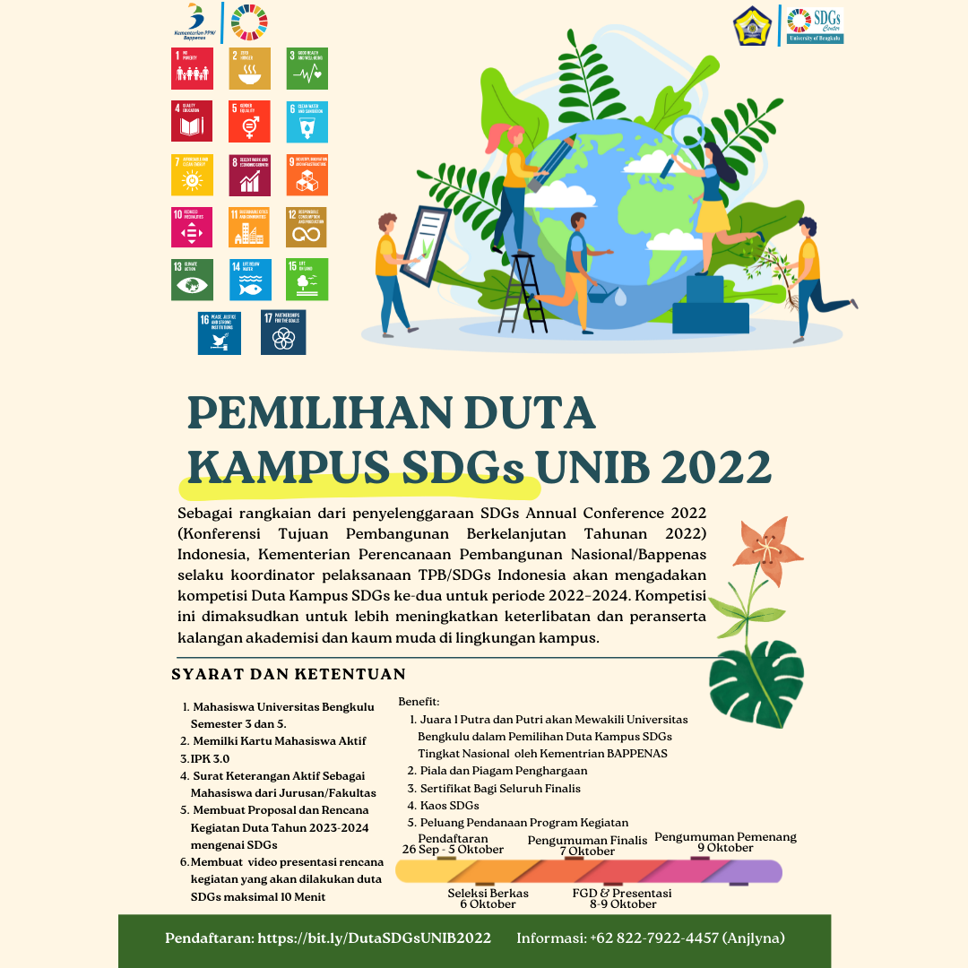 Pemilihan Duta Kampus SDG Universitas Bengkulu 2022 | UNIVERSITAS BENGKULU