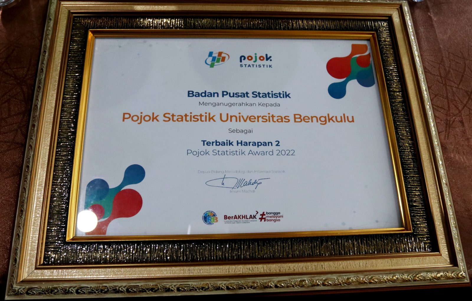 Pojok Statistik UNIB Raih National Award Tahun 2022 | UNIVERSITAS BENGKULU
