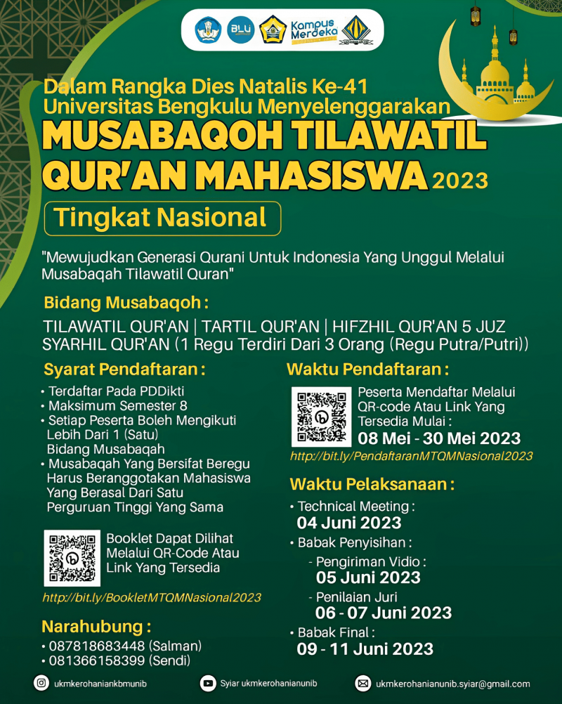 Musabaqoh Tilawatil Qur'an Mahasiswa 2023 | UNIVERSITAS BENGKULU