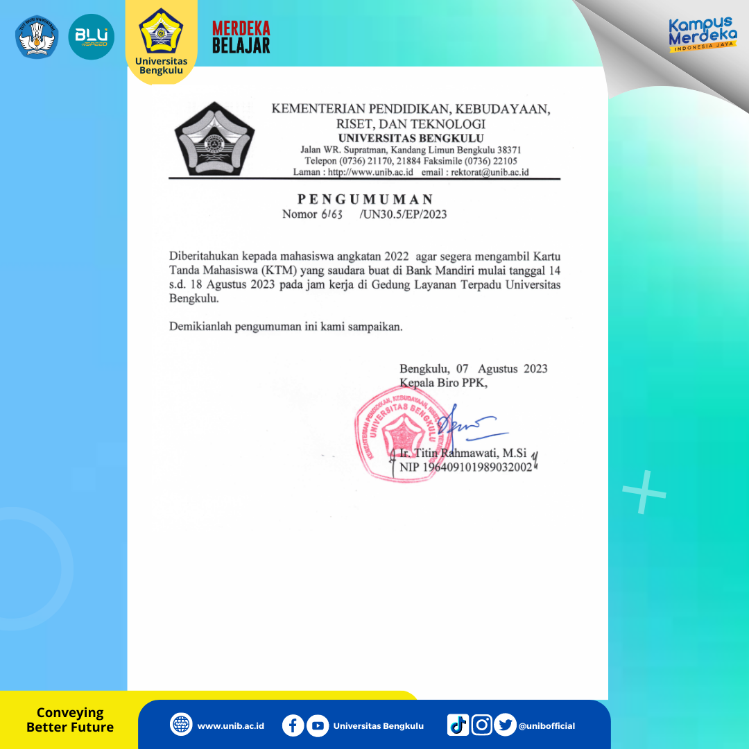 Pengumuman Pengambilan Kartu Tanda Mahasiswa (KTM) untuk Mahasiswa ...