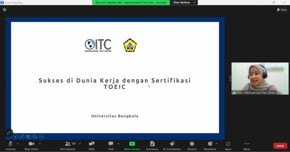 UPT Bahasa UNIB dan ITC Gelar Seminar TOEIC | UNIVERSITAS BENGKULU